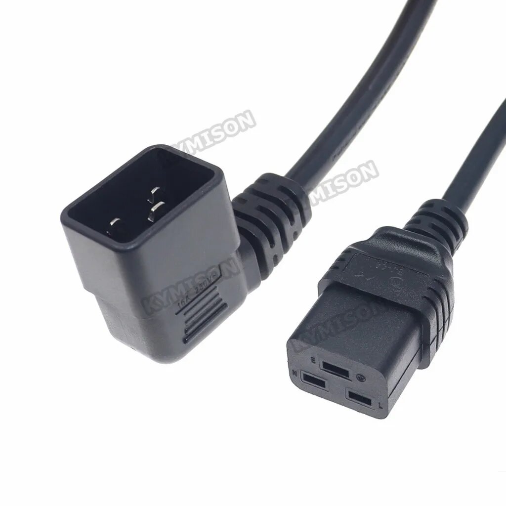 KYMISON Удлинительный шнур IEC320 C20-C19 черный 100/180 см 16А 250В Right Angle 1.8meter