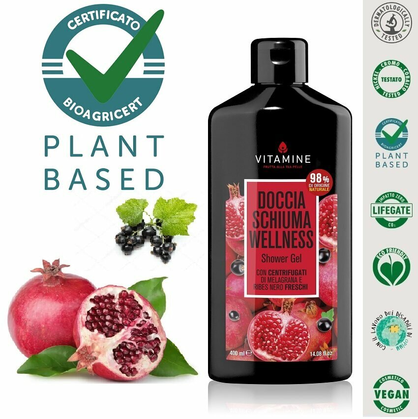 Натуральный парфюмированный Гель для душа Гранат и Черная Смородина Велнесс «Vitamine»