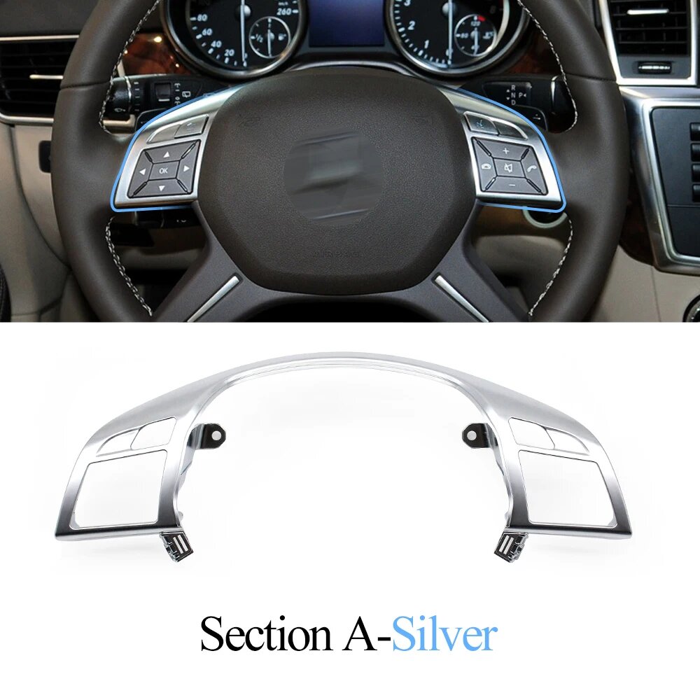 Модернизированная накладка на руль автомобиля, внешняя панель для Mercedes Benz C E M ML GL GLS G Class W204 W212 W166 W463 A 0994640513, Section A-Sliver