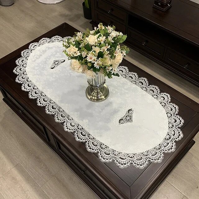 Скатерть Julliette Dream белая овальная вышитая 40X90cm, HM51 White