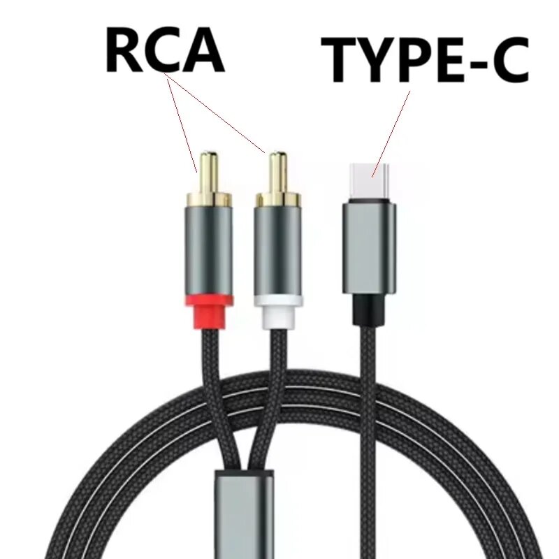 Переходной кабель с разъемом 3,5 мм на 2 RCA USB C типа C на 2 RCA аудио Y-разветвитель для автомобильного вспомогательного стереодинамика Шнур усилителя