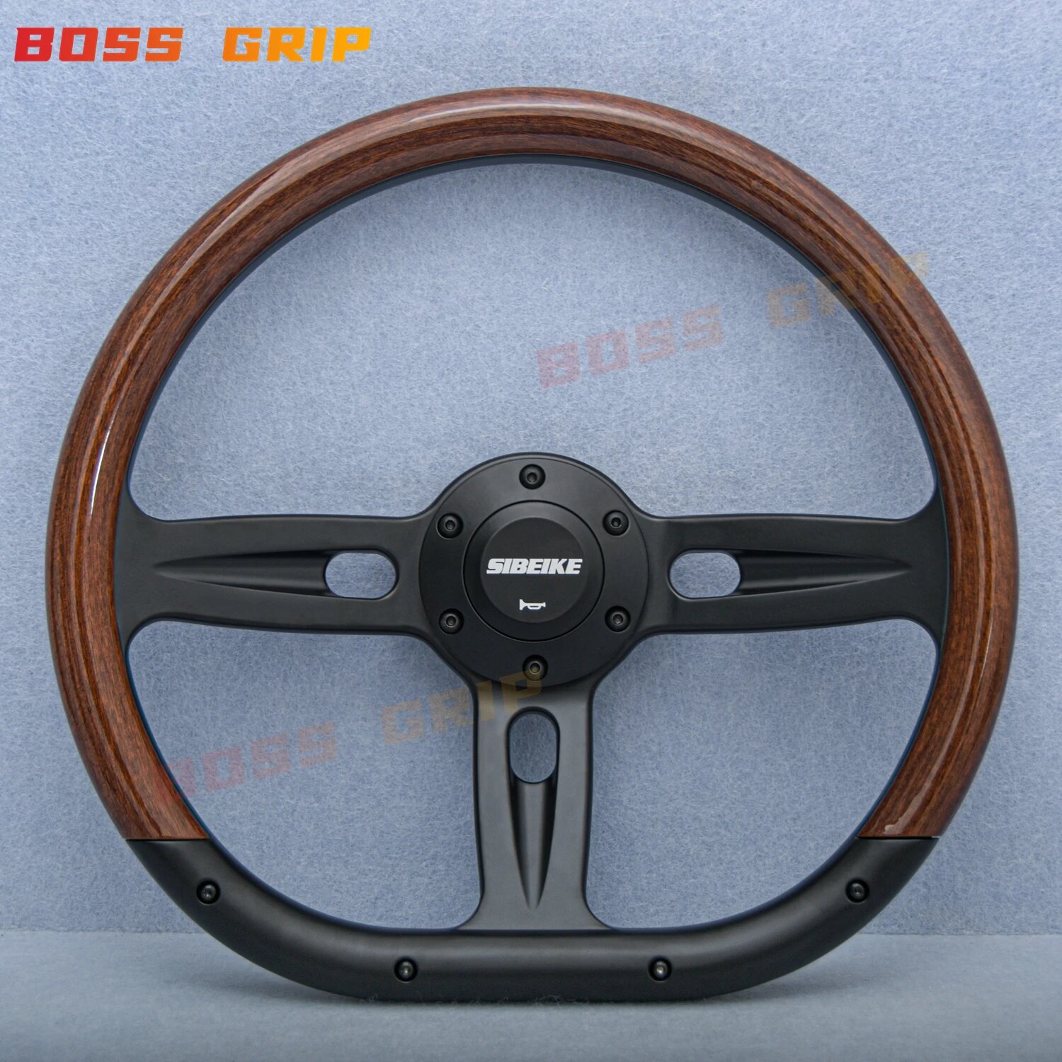 14-дюймовые классические винтажные деревянные рулевые колеса D-образной формы SIBEIKE, универсальный спортивный руль из углеродной пленки для гонок A