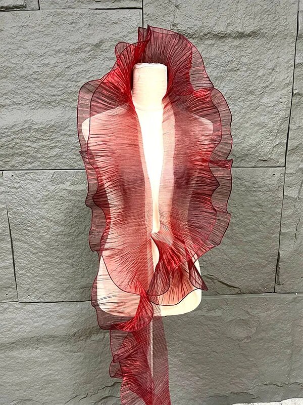 Кружевная сетчатая ткань из полиэстера/акрила, органза, 100 см burgundy