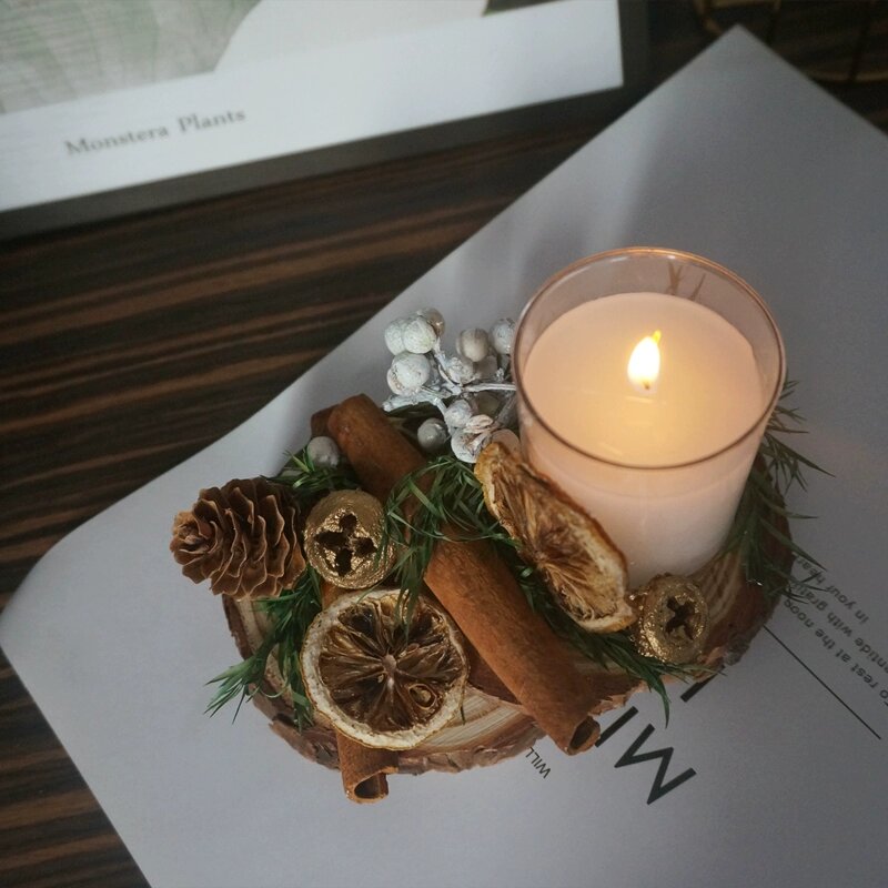 Рождественский материал ручной работы, посылка, лесной подсвечник, бездымная свеча, рождественские украшения,
