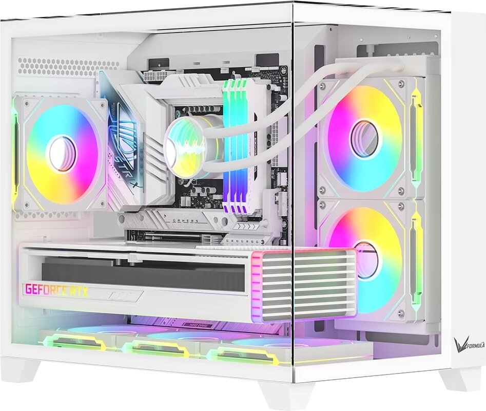 Компьютерный корпус Formula Crystal Z9ML Floe белый без БП mATX 4x120mm 2xUSB3.0 1xUSB3.1 audio bott PSU