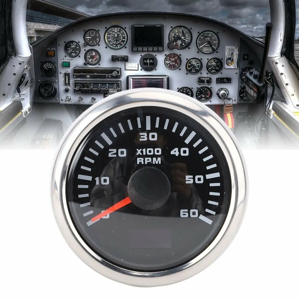 6000 оборотов в минуту тахометр диаметром 52 мм, 7-цветная подсветка, со счетчиком часов, подходит для грузовых автомобилей, тракторов, легковых автомобилей и лодок