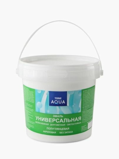 Тон Аква эмаль универсальная, акриловая, белая, полуглянцевая, 0,8 кг