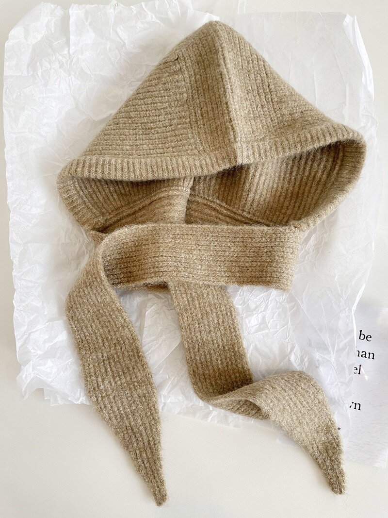 Тканевая этикетка Красная Шапочка осень и зима вязаный капюшон в корейском стиле небольшой шарф теплая шерстяная шапка модная универсальная вязаная шапка для женщин