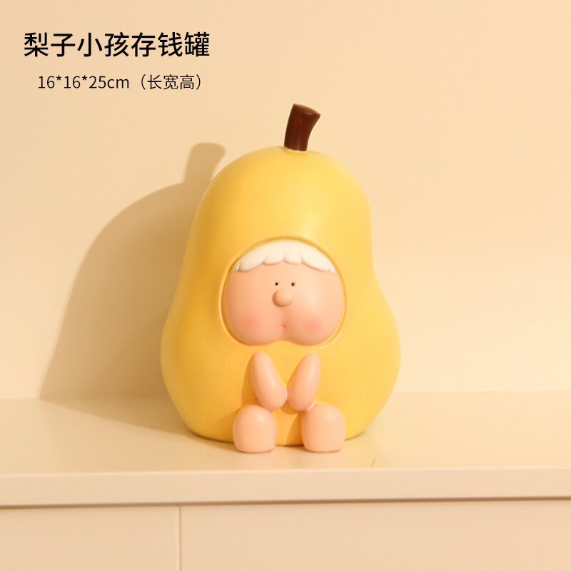 Кремовый стиль, яблоко, груша, копилка, детская копилка с фруктами, настольные украшения, поделка из смолы, детский подарок