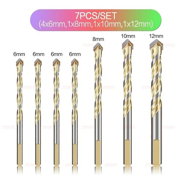 STONEGO Сверла для каменной кладки 6/8/10/12 мм 7PCS