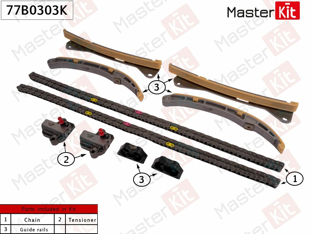 Комплект цепи ГРМ HYUNDAI/KIA G6DP/G6DN/G6DJ/G6DG MasterKit 77B0303K
