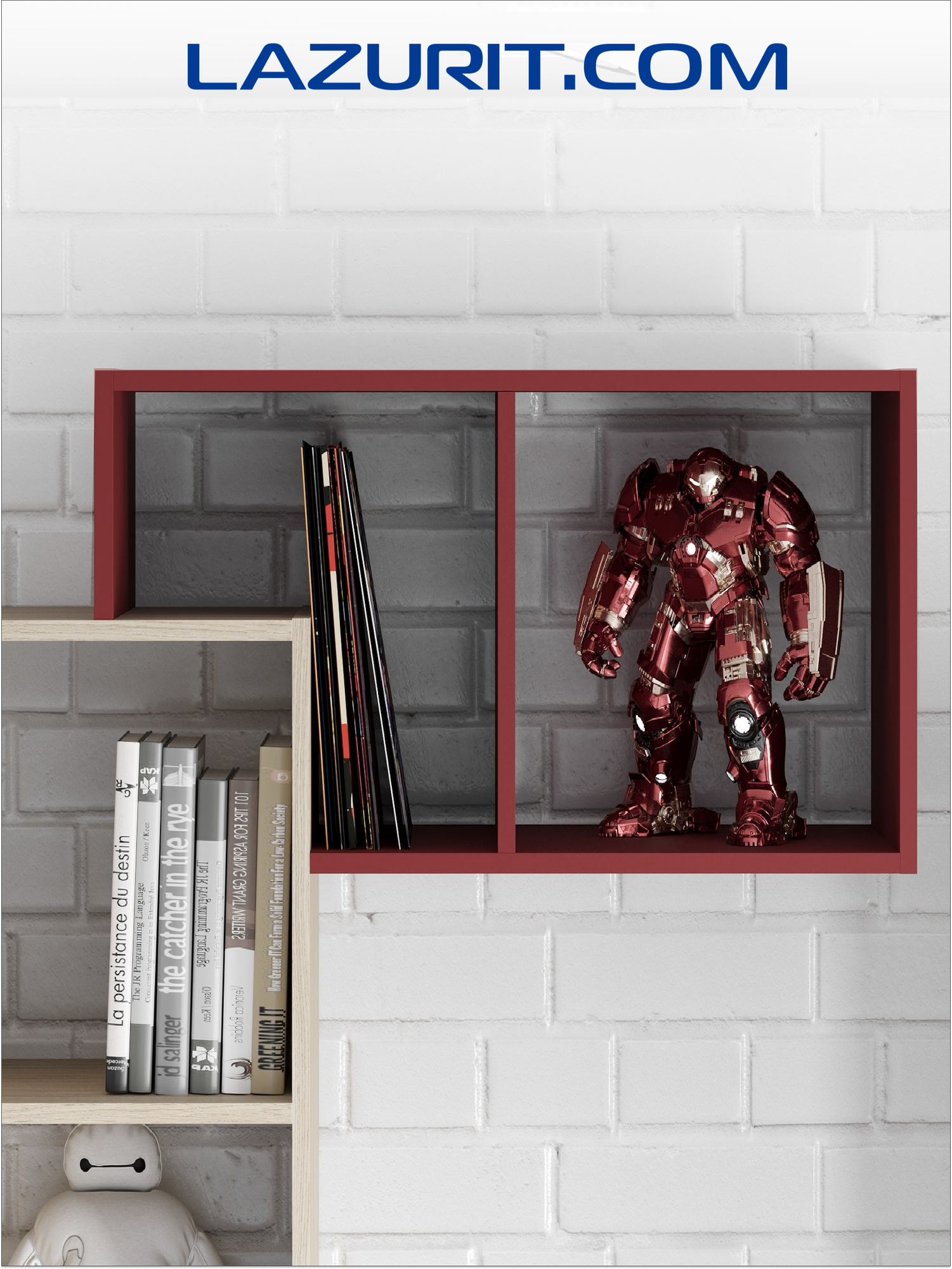 Навесная полка Lazurit "Джелато Бордо", для детской, 75,4х38,6х38 см