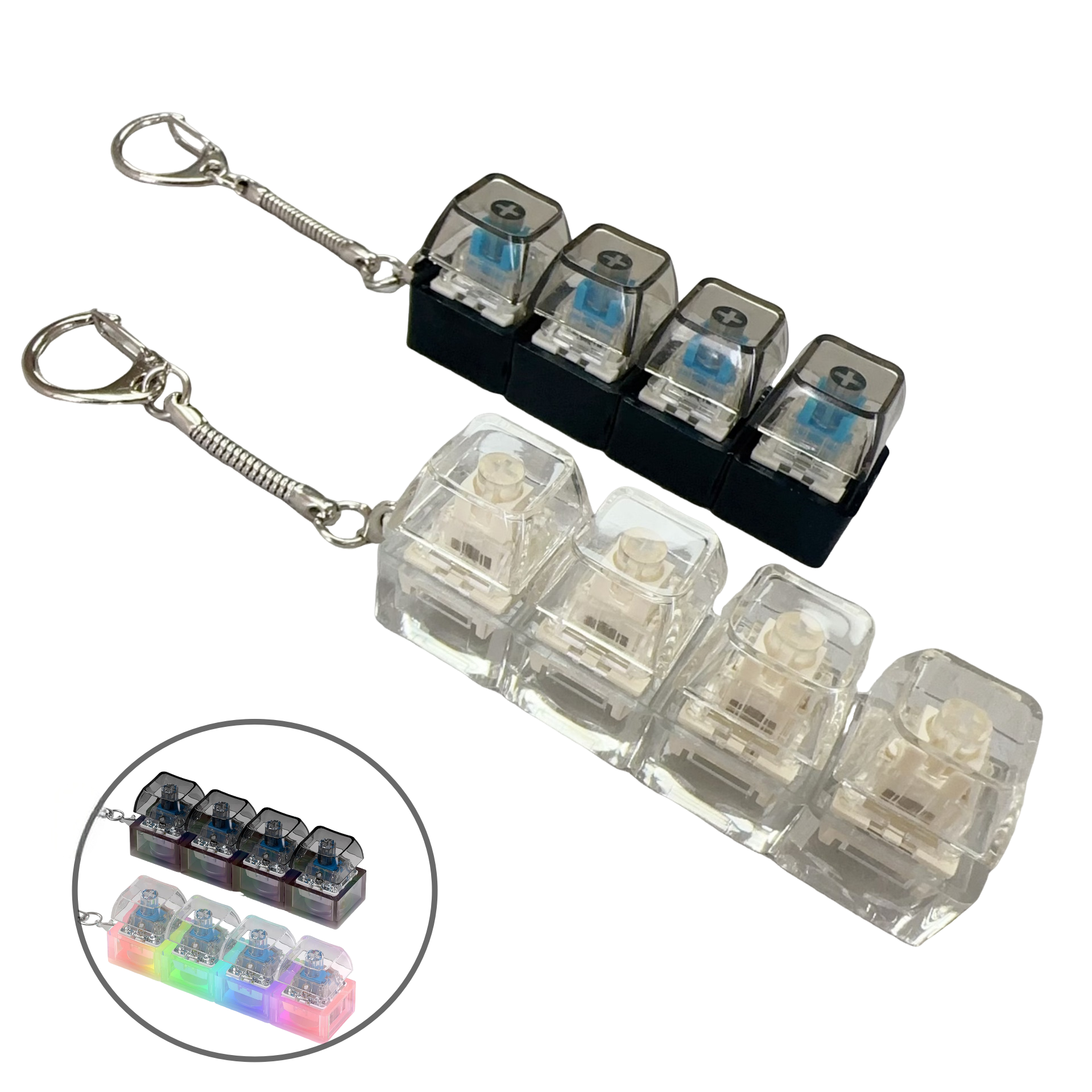 Тестер Клавиш: 4-Клавишный Прозрачный Кейкап PC С RGB Подсветкой - Быстрые Вспышки И Четкий Звук Для Механической Клавиатуры И Тестирования Переключателей