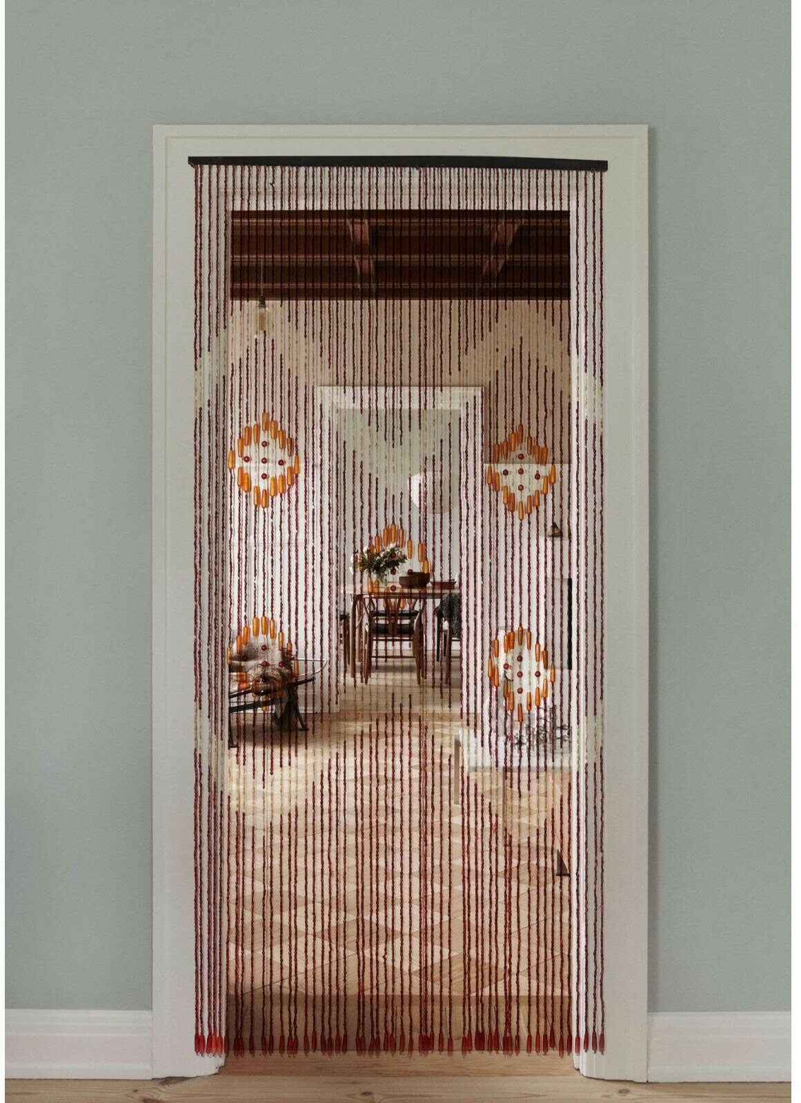 Штора - занавеска декоративная, деревянная, 90×195 см, 52 нити, 2973743