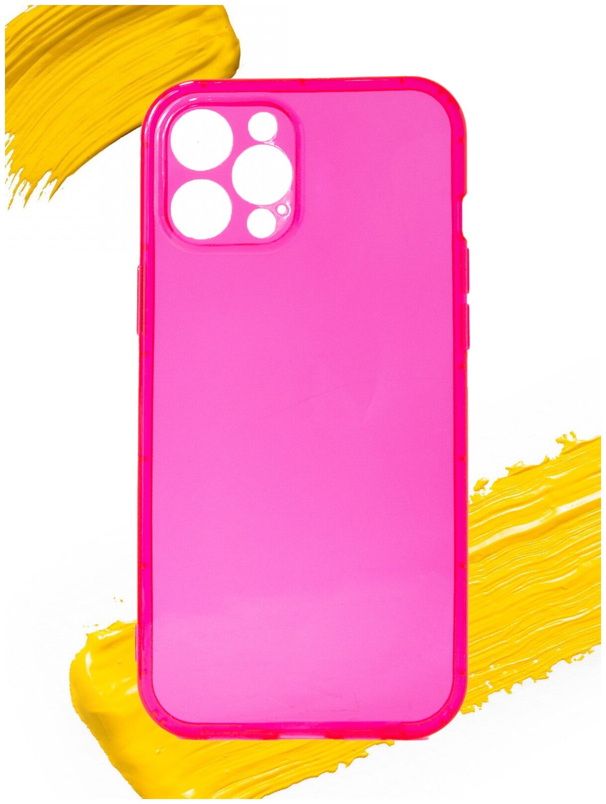 Чехол для Apple iPhone 12 Pro Max / чехол на айфон 12 про макс прозрачный малиновый