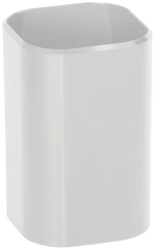 Подставка-стакан СТАММ "Фаворит", пластиковая, квадратная, белая, 351583
