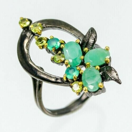 Кольцо помолвочное, серебро, 925 проба, чернение, перидот