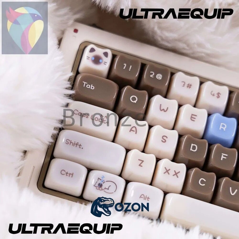 Кейкапы для механической клавиатуры - ULTRAEQUIP Набор "Фиолетовый Кристалл": 148 шт, Фиолетовые Кристаллические, Матовые Полупрозрачные, Профиль Cherry, 4-Боковая Высокая Прозрачность, для MX Switch