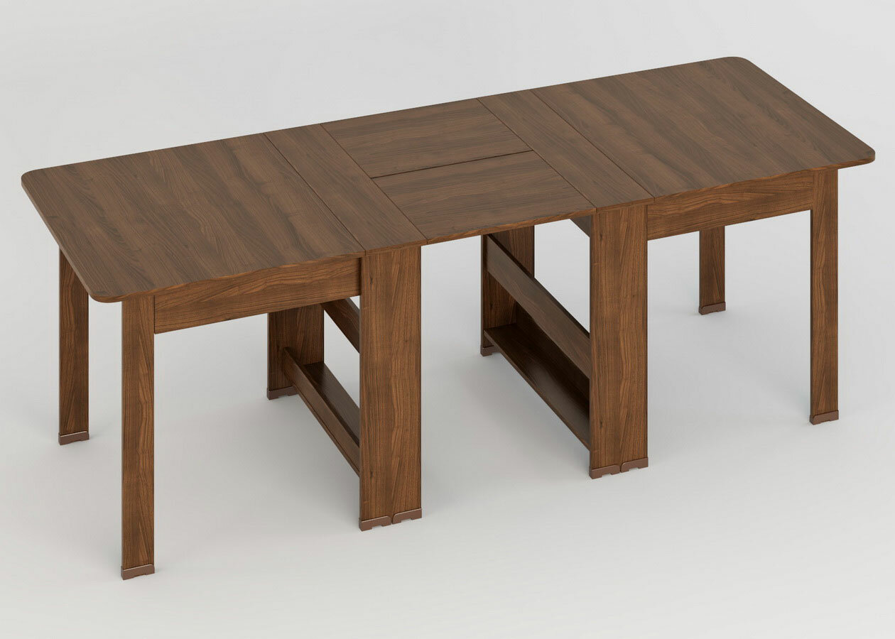 Стол-книжка 260 см со скругленной столешницей МагМебель Ральф-260/17 орех