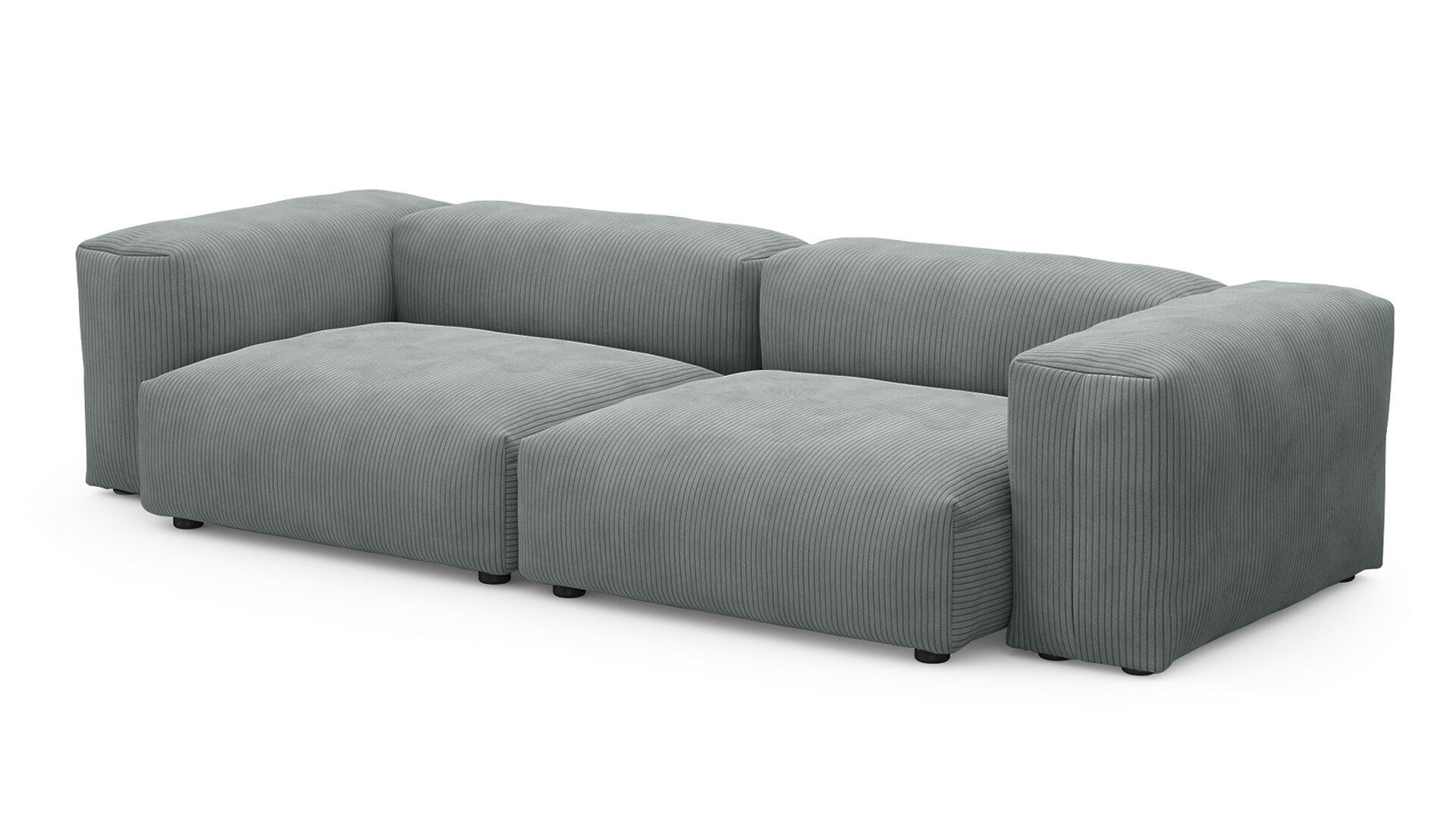 Диван Фиджи двухсекционный (большой) Cilium Steel NEW 273x116x62 см, серый Вельвет, нераскладной GOODFORM