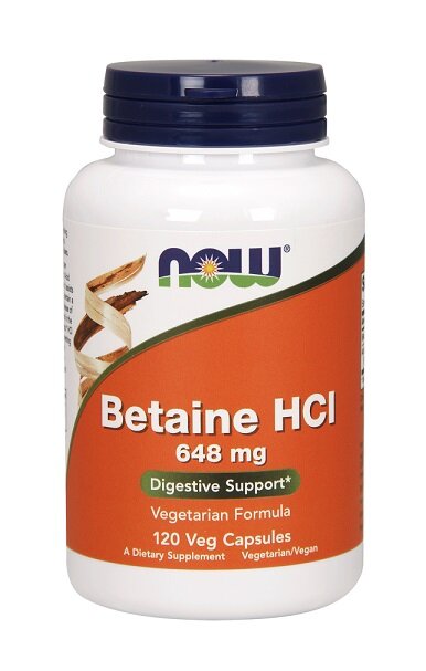 Betaine HCl 648 mg NOW (120 вег кап)