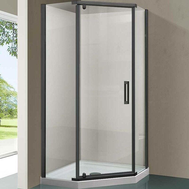 Душевой уголок Vincea Stresa VSP-1S100CLGM 100х100х195 профиль вороненая сталь, стекло прозрачное