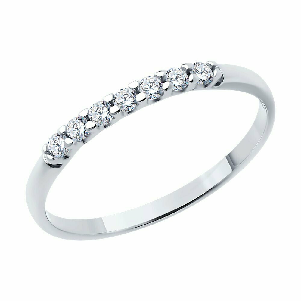 Кольцо, серебро, 925 проба, родирование, фианит