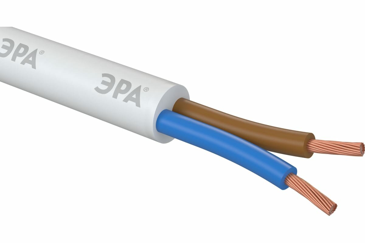 ЭРА Провод ПВС 2x0,75 мм2 5м белый Б0058805