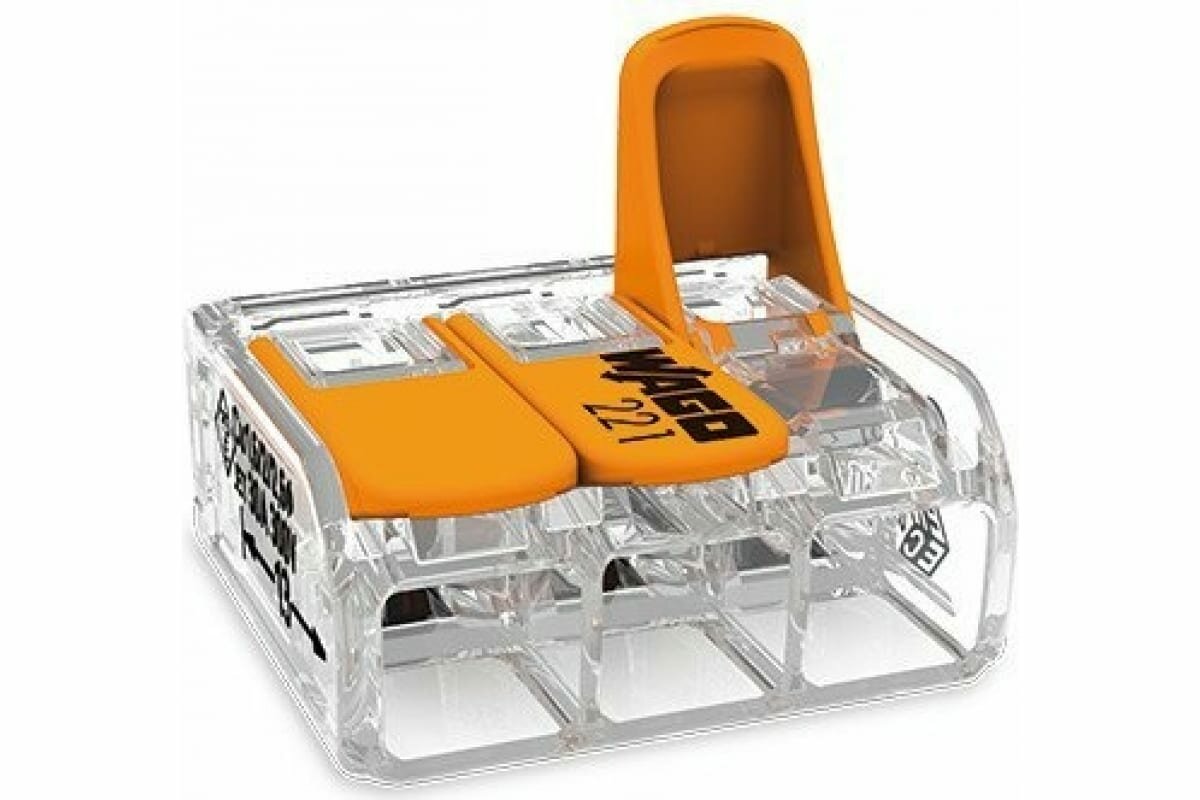 WAGO Соединительная клемма с рычажком 221-613 3-х проводная 0,5-6мм, 450В, 41А, 3 шт. 41610 WAGO.221-613-3