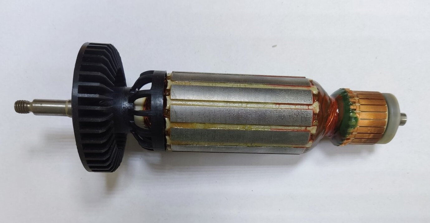 Ротор (Якорь) (L-173.5 мм, D-35 мм, Резьба М7 (шаг 1.0 мм)) для болгарки (УШМ) Metabo WE 14-150 Quick (00160000)