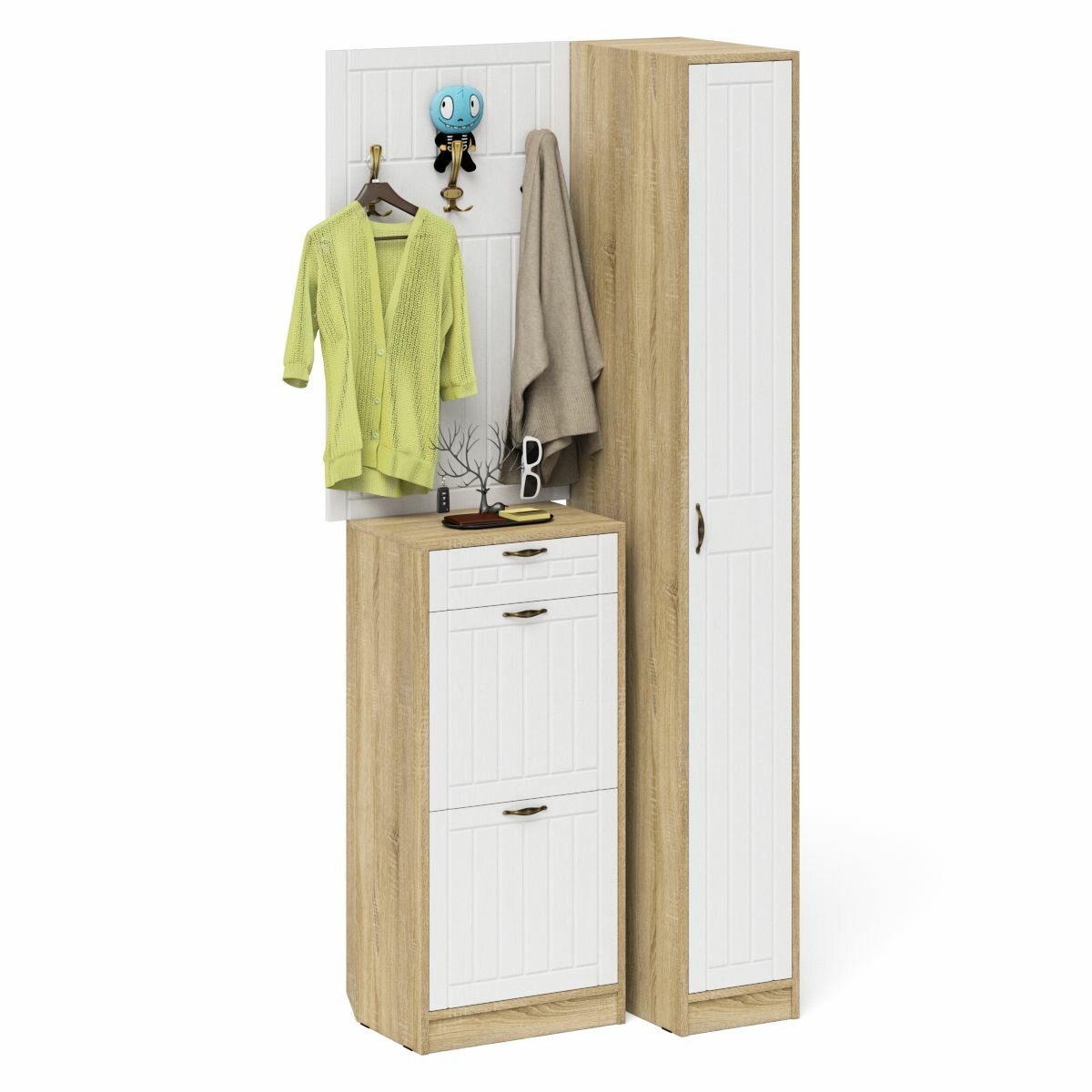 Прихожая Мебельный двор П-6 Компоновка № 44 дуб сонома/белое дерево прованс