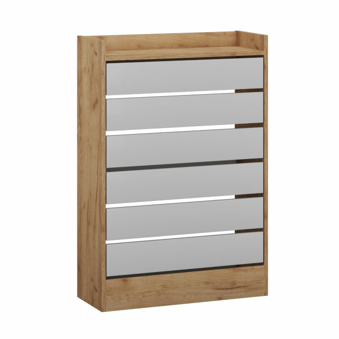 Тумба для обуви "ДМ-12", ЛДСП, откидные двери, дуб крафт золотой/белый