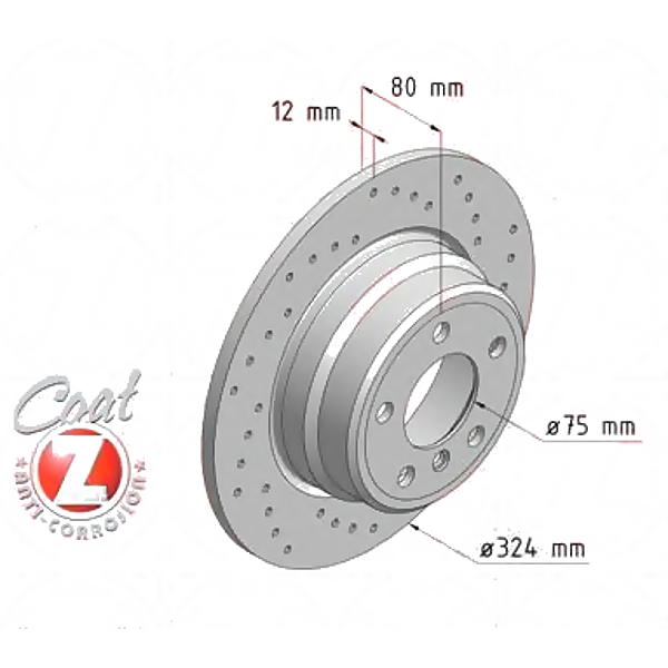 ZIMMERMANN 150.1299.52 (34211164911 / 34216765458 / 34216794299) диск торм BMW (БМВ) x5 3.0 / 3.0d / 4.4 00- зад невент