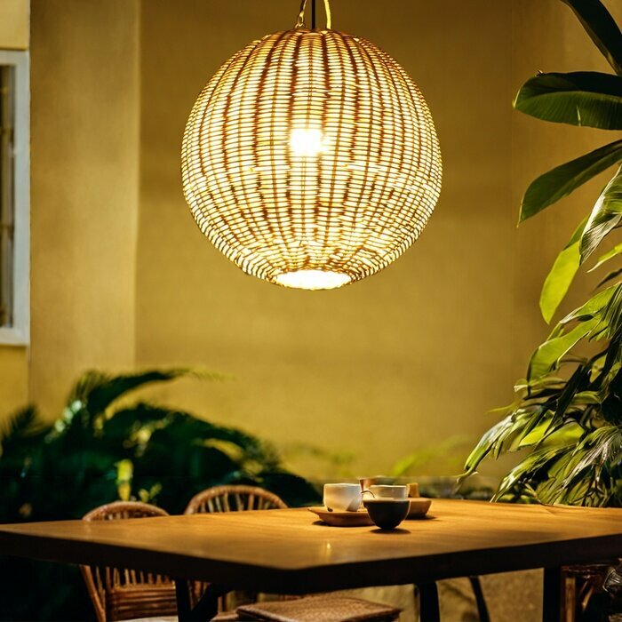 Светильник потолочный из ротанга «Хуан», 1×120 Вт, Е27, 30×30×30 см