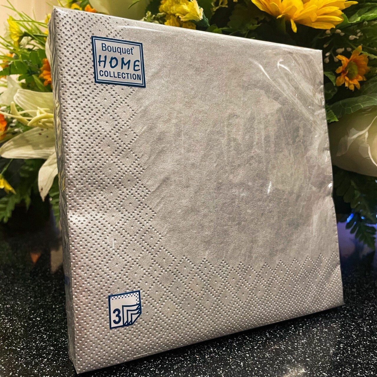 Салфетки Desna "Серебро", 33 см х 33 см, с новогодним рисунком