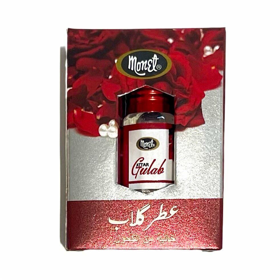 ATTAR GULAB, Free From Alcohol, Monet (аттар гулаб (Роза), масляные индийские духи, Моне), ролик, 3 мл.