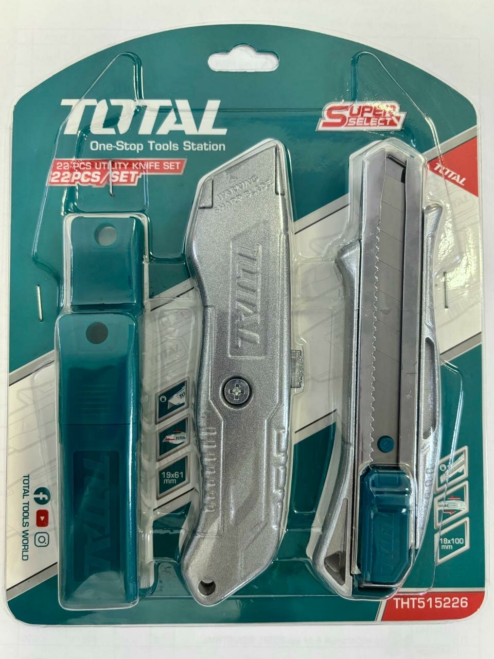 Набор строительных ножей - 2 шт TOTAL (+20 лезвий) THT515226