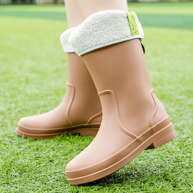 Летние полусапожки, модные резиновые сапоги, женские, средней высоты, милые резиновые сапоги, корейский стиль, одежда для отдыха на природе, нескользящая резиновая обувь, водонепроницаемая обувь для мытья автомобилей, женская