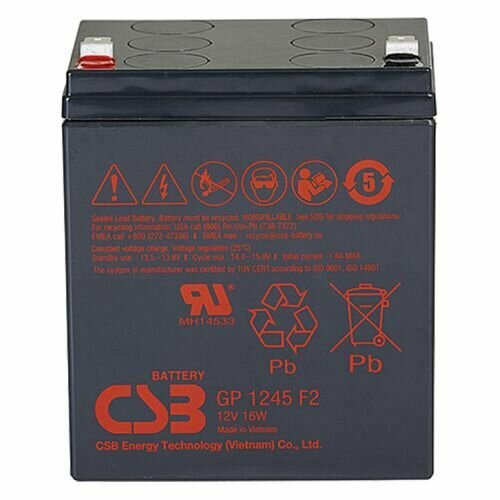 Аккумуляторная батарея CSB GP1245 (12V16W) для ИБП 12В, 4.5Ач