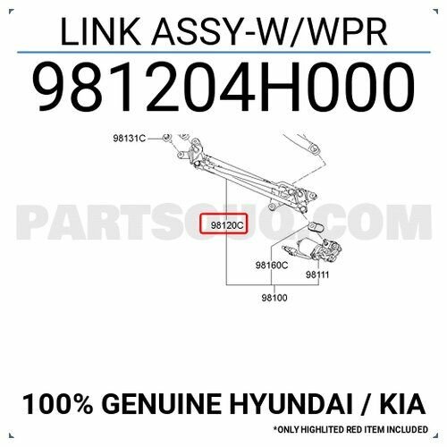Рычаг стеклоочистителя Hyundai-Kia 981204H000