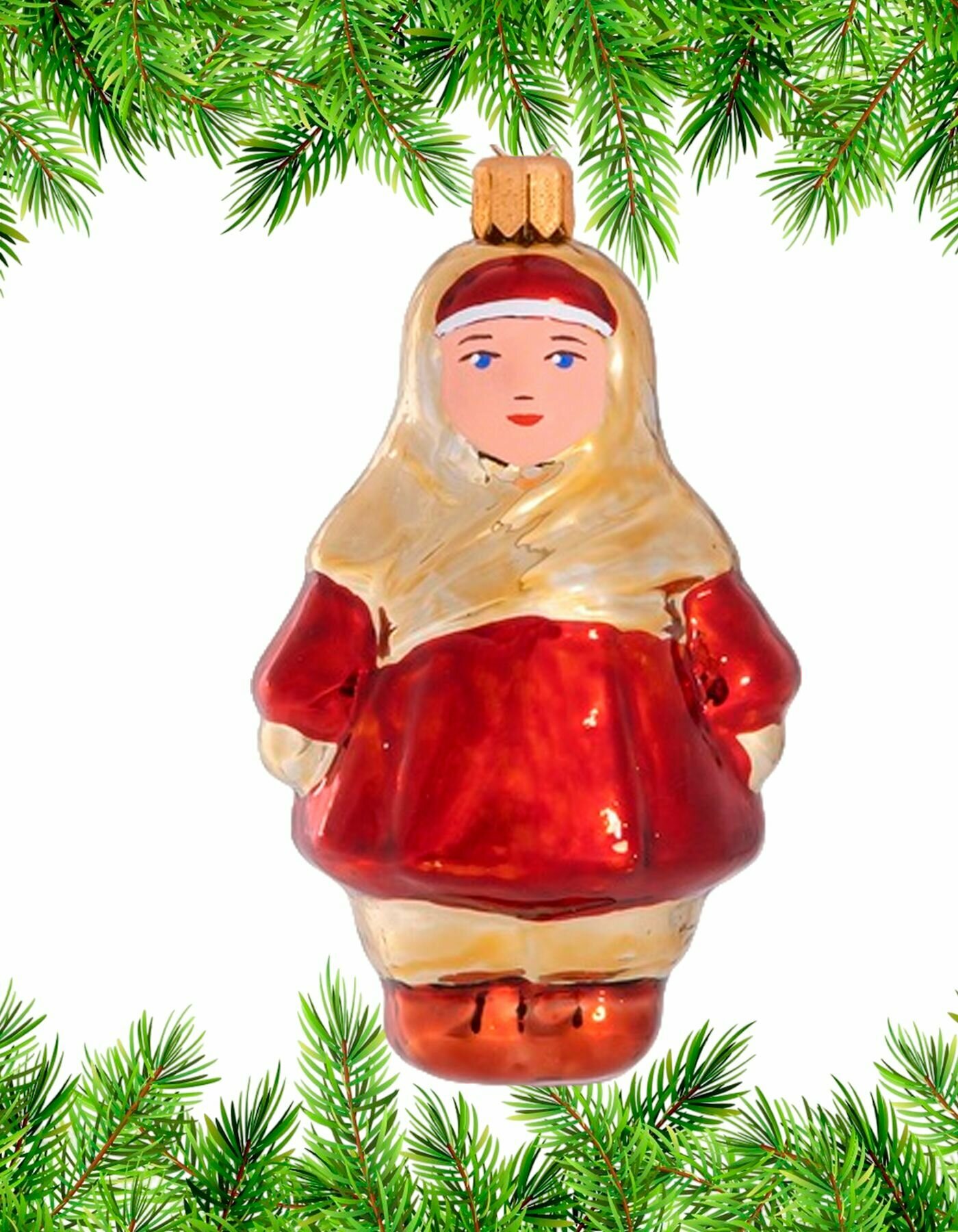 Игрушка на елку Девочка в платке 8.5см