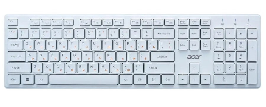 Клавиатура Acer OKW123, USB, белый [zl. kbdee.00d]