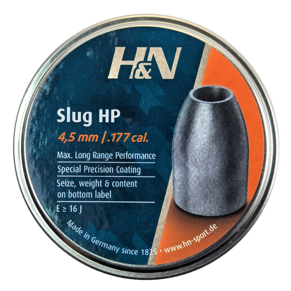 Пули для пневматики H&N Slug HP калибр 4,5 мм 0,65г 400 шт тяжелые полнотелые