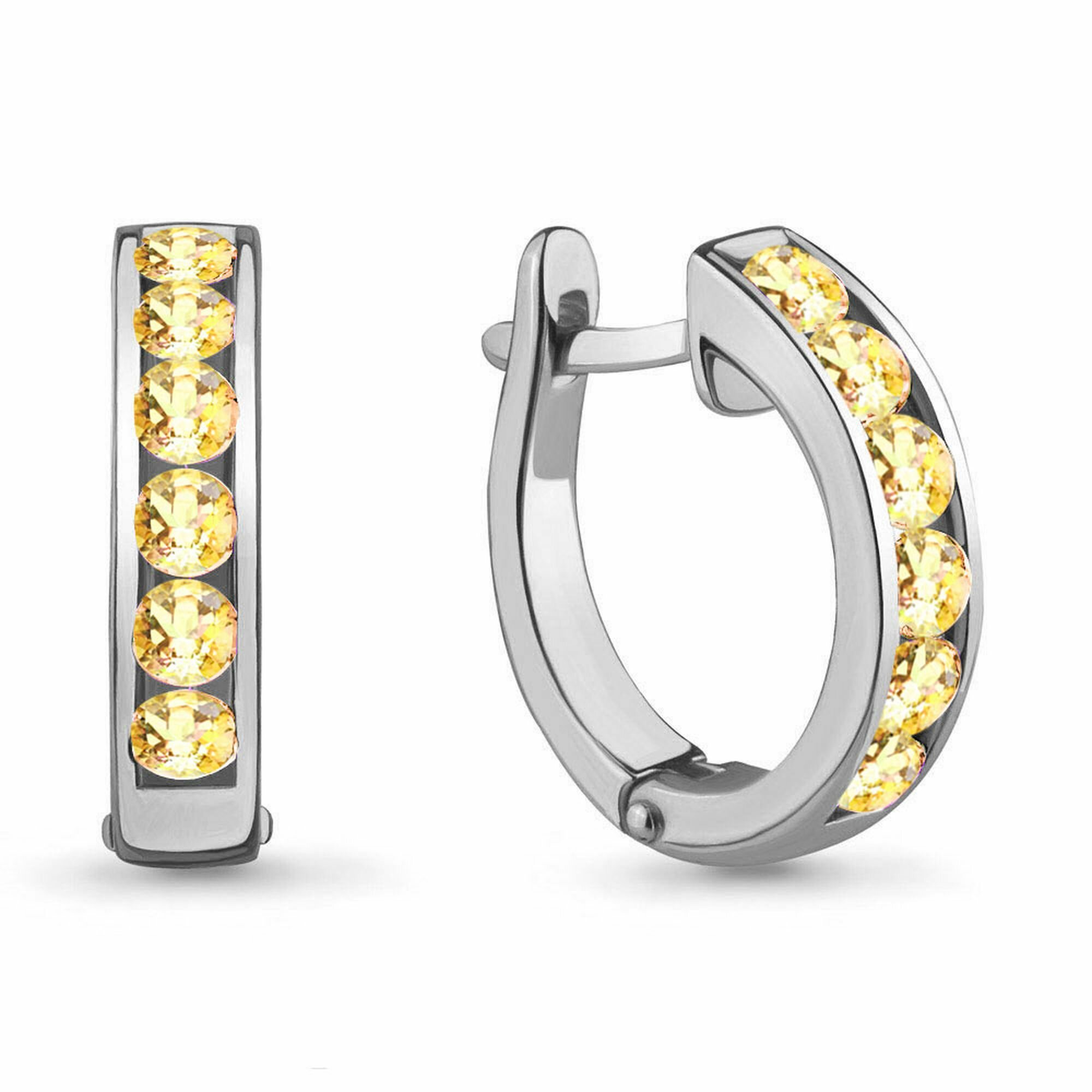 Серьги, серебро, 925 проба, родирование, фианит