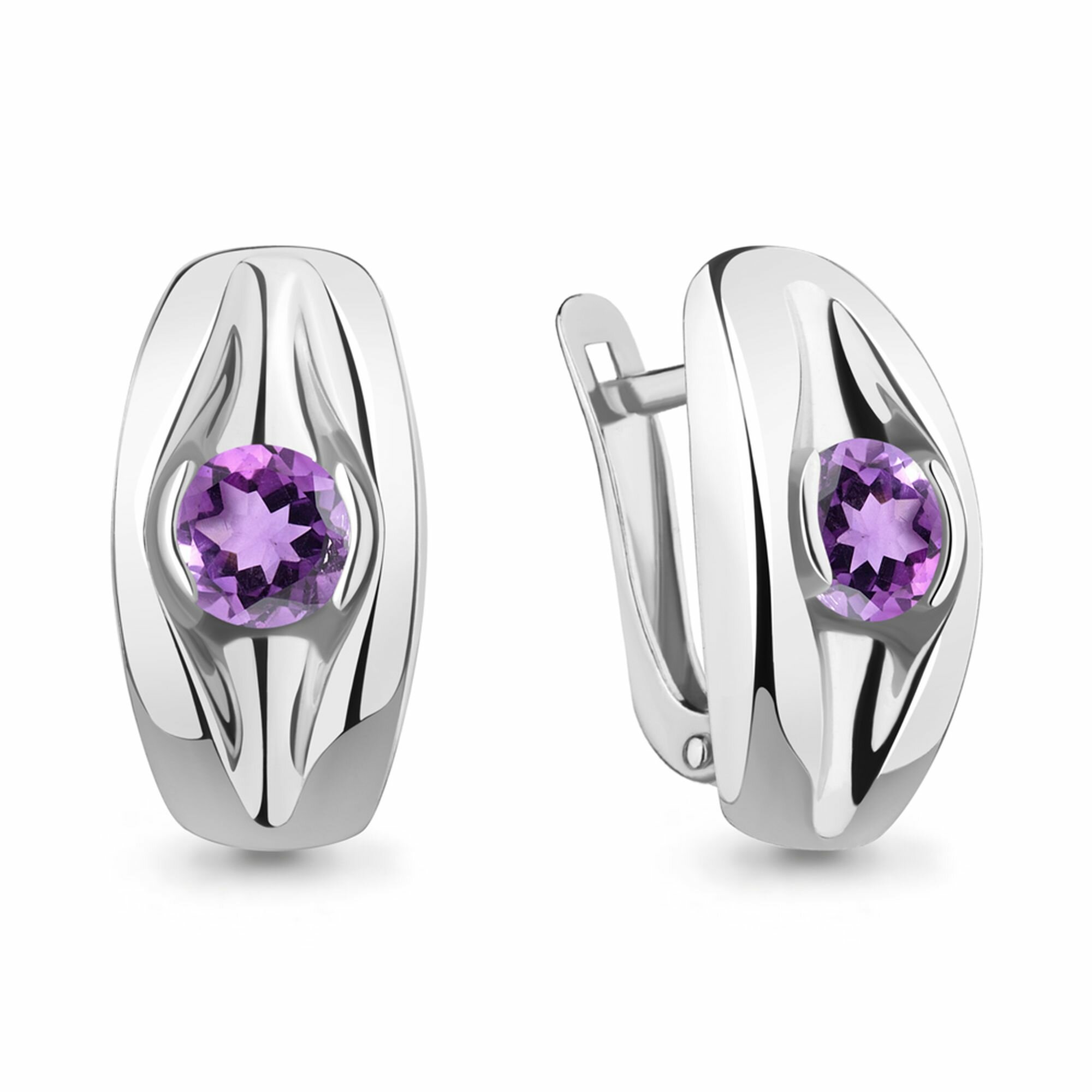 Серьги, серебро, 925 проба, родирование, аметист
