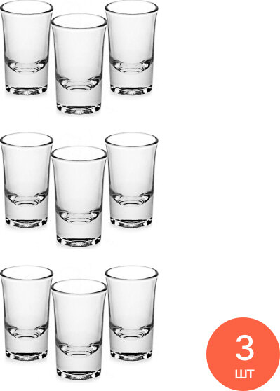 Набор стопок Pasabahce / Пашабахче BOSTON SHOTS для ликера прозрачное стекло 40мл, в упаковке 6шт. / рюмки (комплект из 3 шт)