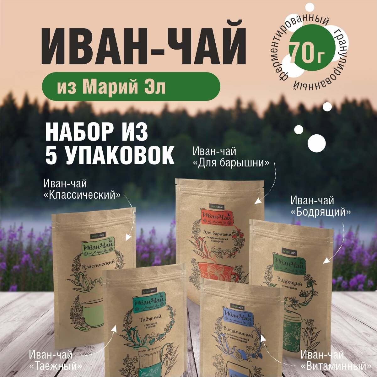 Подарочный набор Русского Чая МариАйс, травяной чай, ферментированный, гранулированный, польза для организма