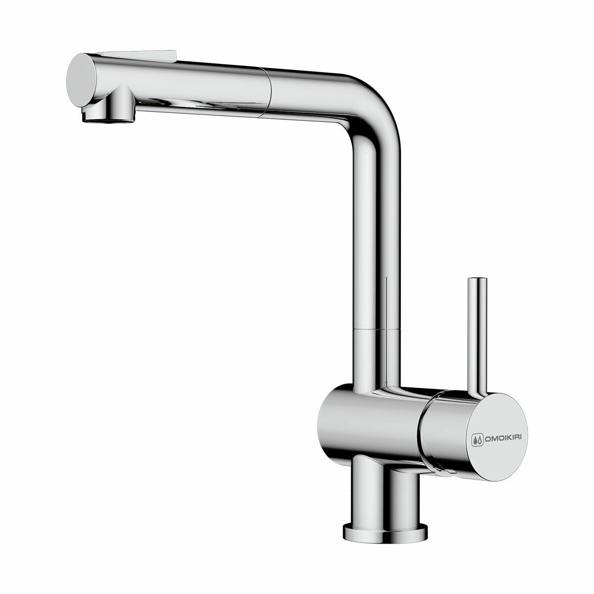 Смеситель для кухни OMOIKIRI Tanigawa-SB-C с вытяжным изливом и кнопкой переключения струя-душ / хром