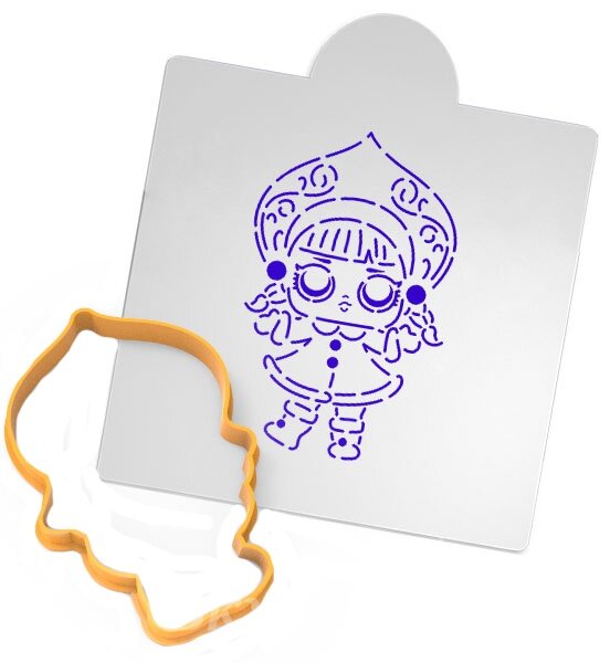 Трафарет для мастики/марципана Кукла Ло. новогодняя 11 см. с вырубкой М677 (Набор из 3 шт.)