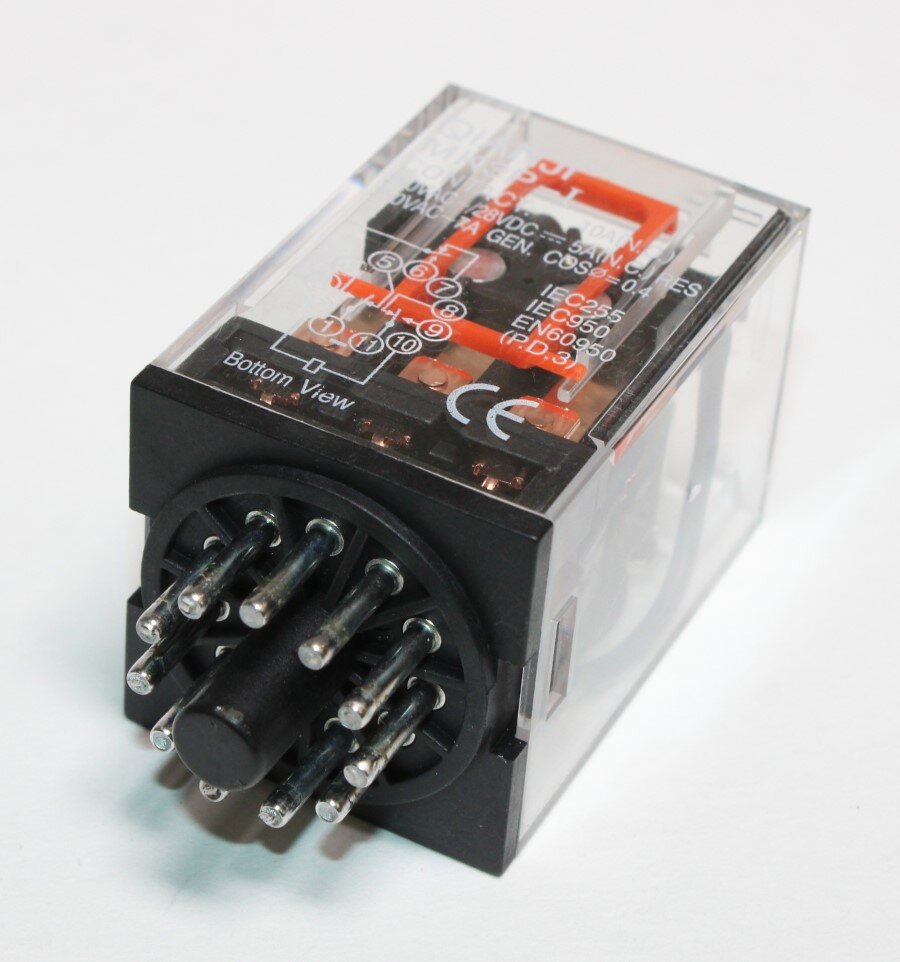 RELAY MK3P-I-240VAC, Реле, Qianji, (управление 240vAC, 3перекл. гр, 10А на гр, потребление 2.5VA, схема выводов N1)